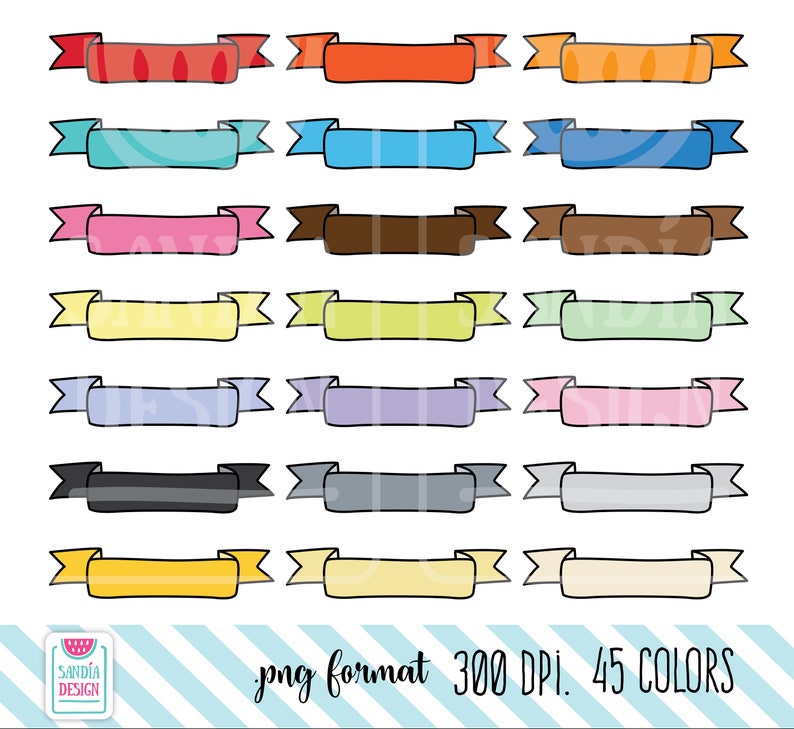 45 Doodle Ribbon Banner Clipart. Personal and Comercial Use. - Etsy