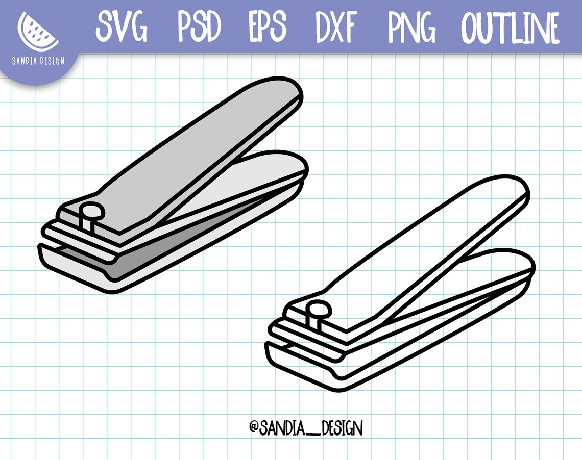 Doodle Nail Clipper SVG PNG Psd Outline Personal and - Etsy