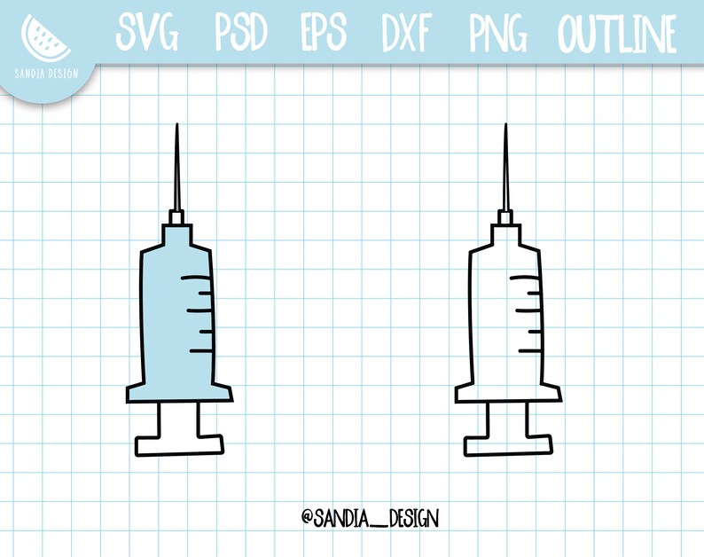 Doodle Syringe SVG PNG Psd Outline Personal and - Etsy