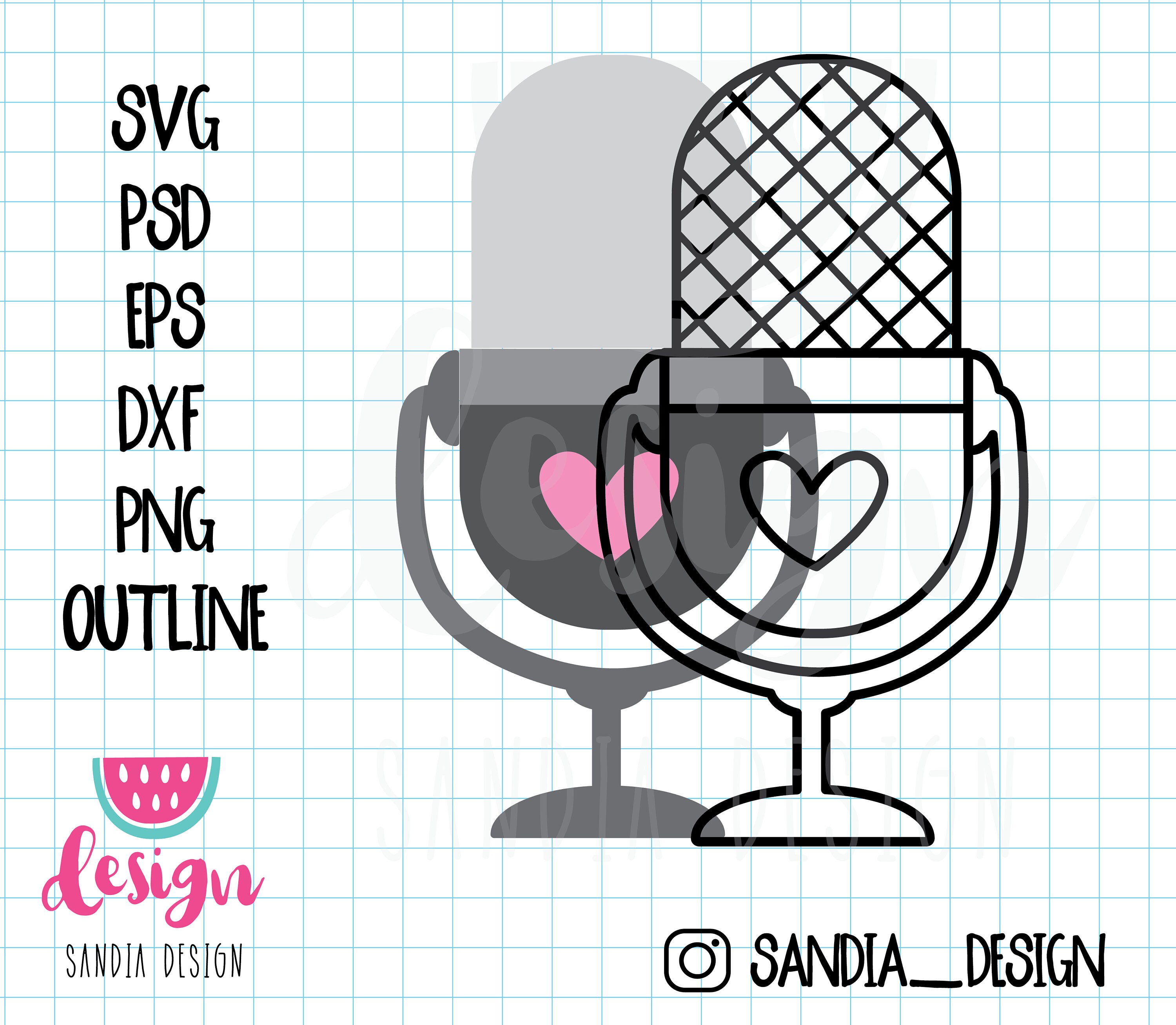 Doodle Microphone SVG PNG PSD Outline Personal and - Etsy