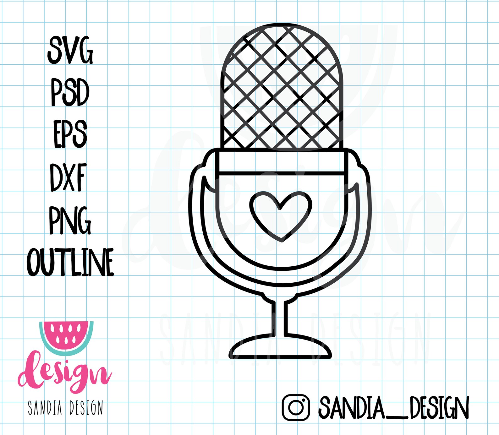 Doodle Microphone SVG PNG PSD Outline Personal and - Etsy