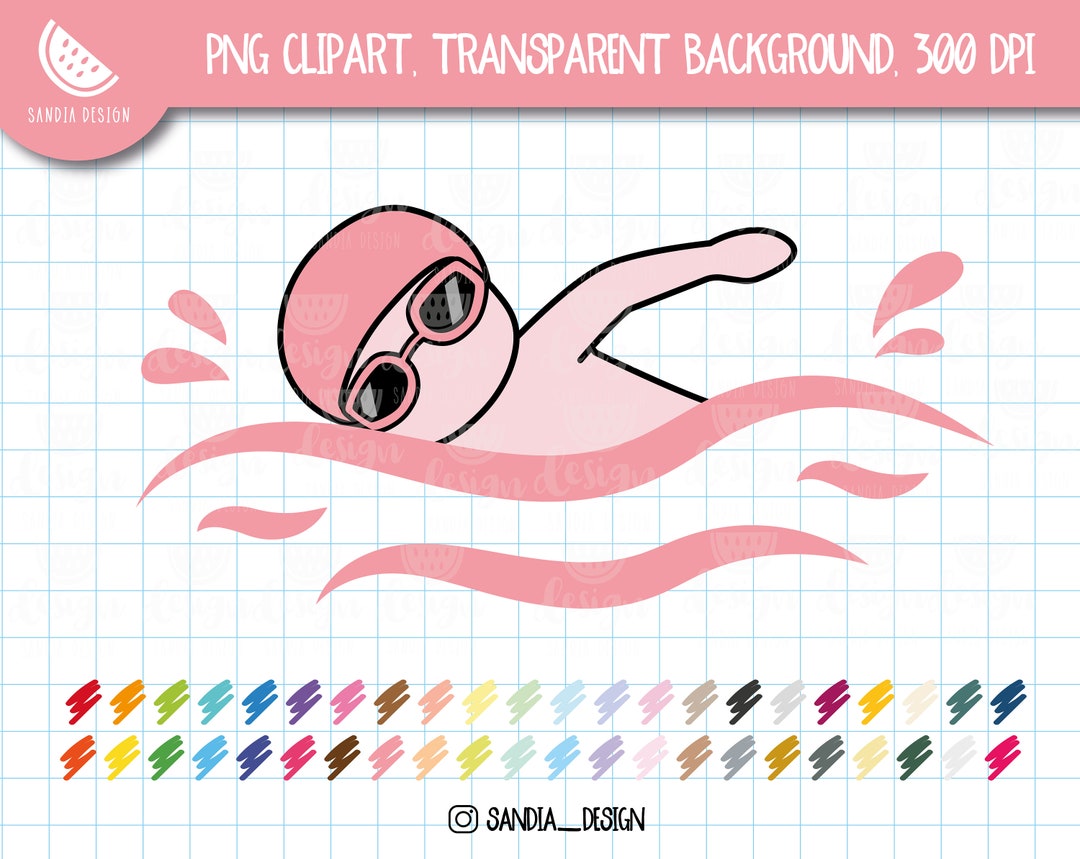 Doodle Swimming Clipart, 45 Png Colorful Clipart, Transparent ...