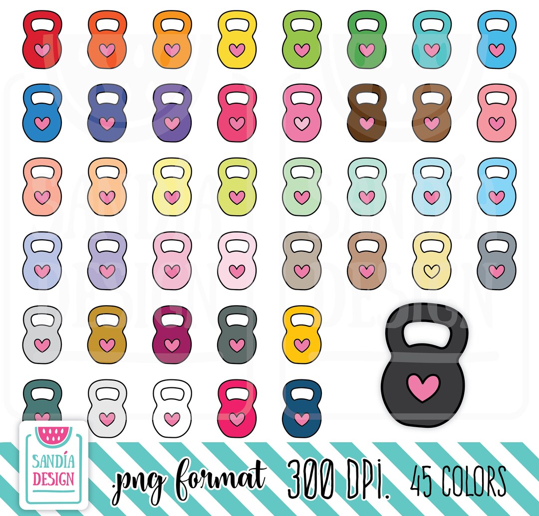 45 Doodle Kettlebell Clipart. Workout Clipart. Personal and Commercial ...