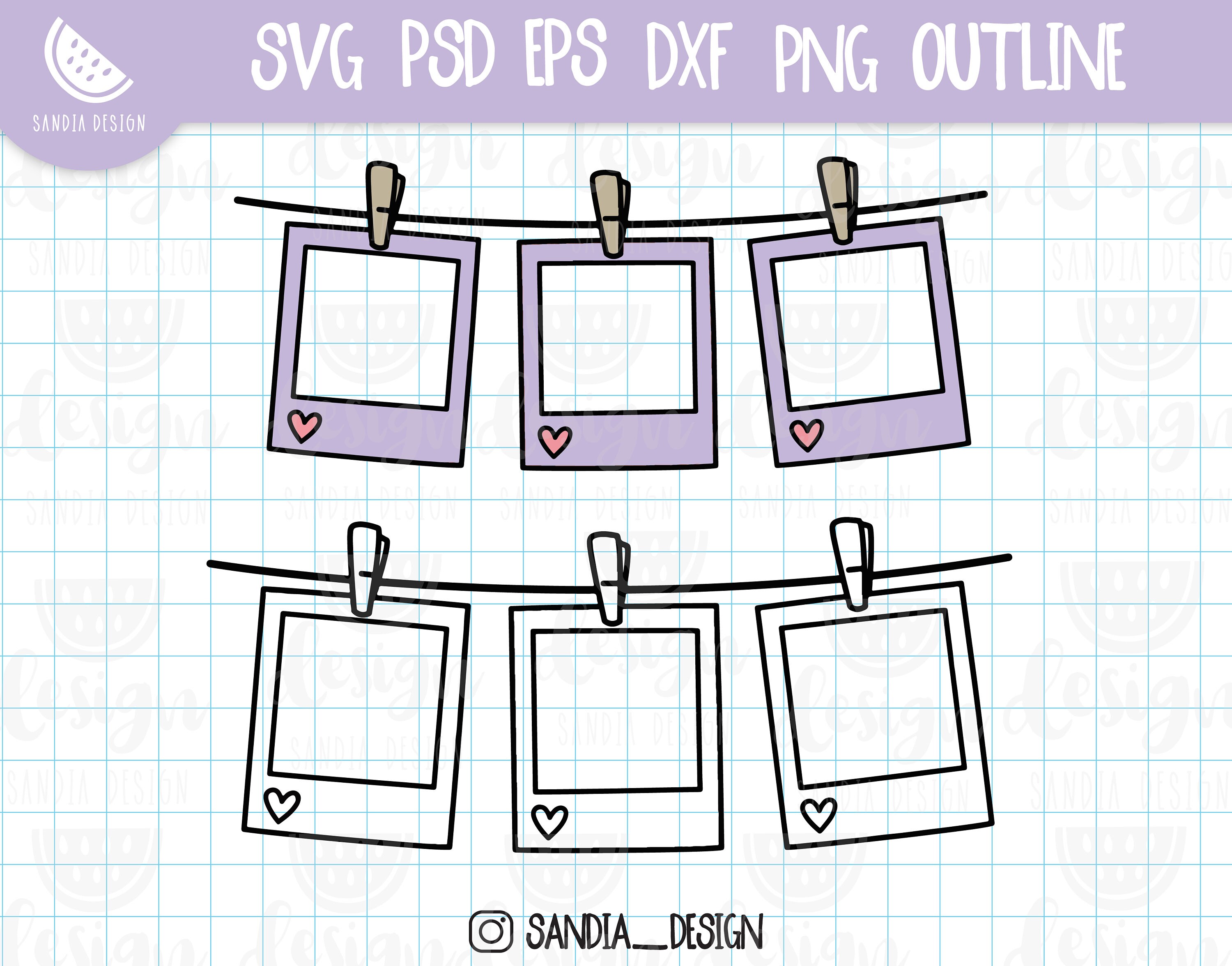 Doodle Photo Frame SVG PNG PSD Outline Personal and - Etsy