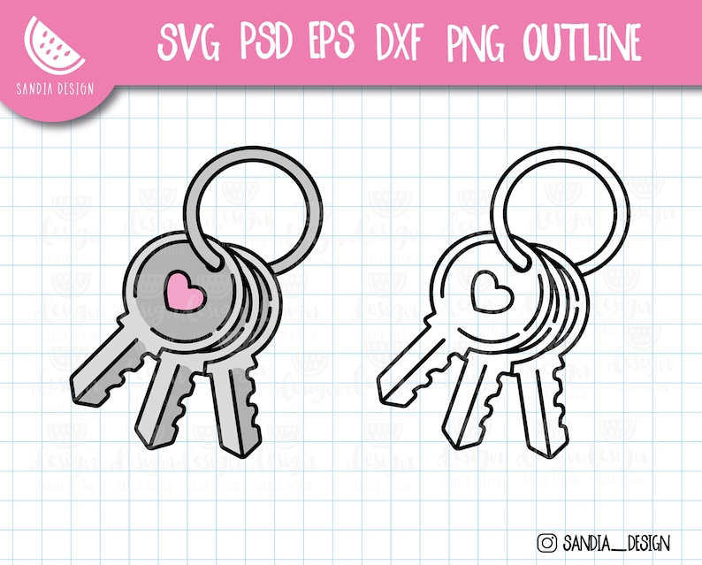 Doodle Key Chain SVG PNG PSD Outline Personal and | Etsy