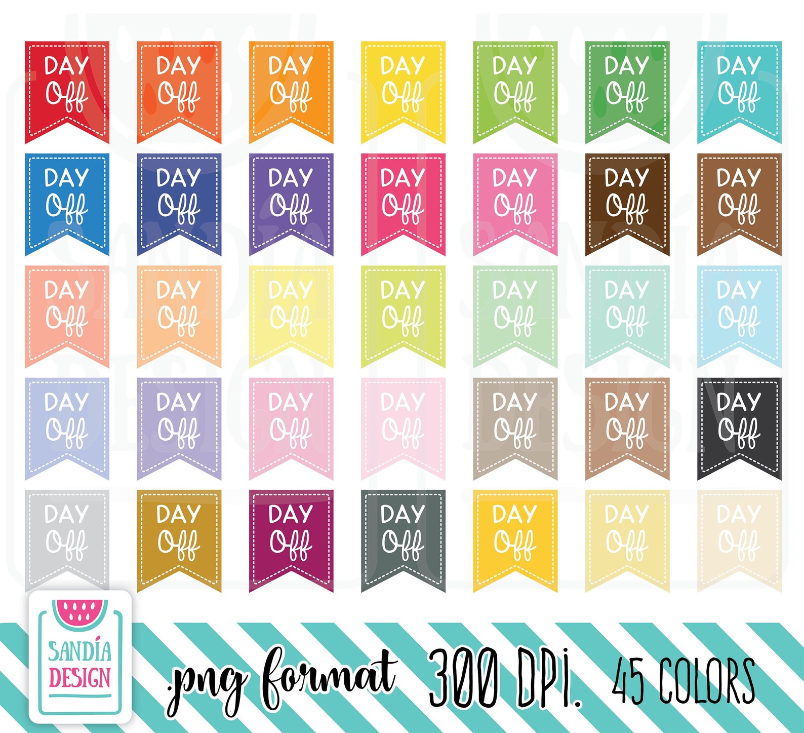 45 Day off Flags Clipart. Day off Clipart. Personal and - Etsy