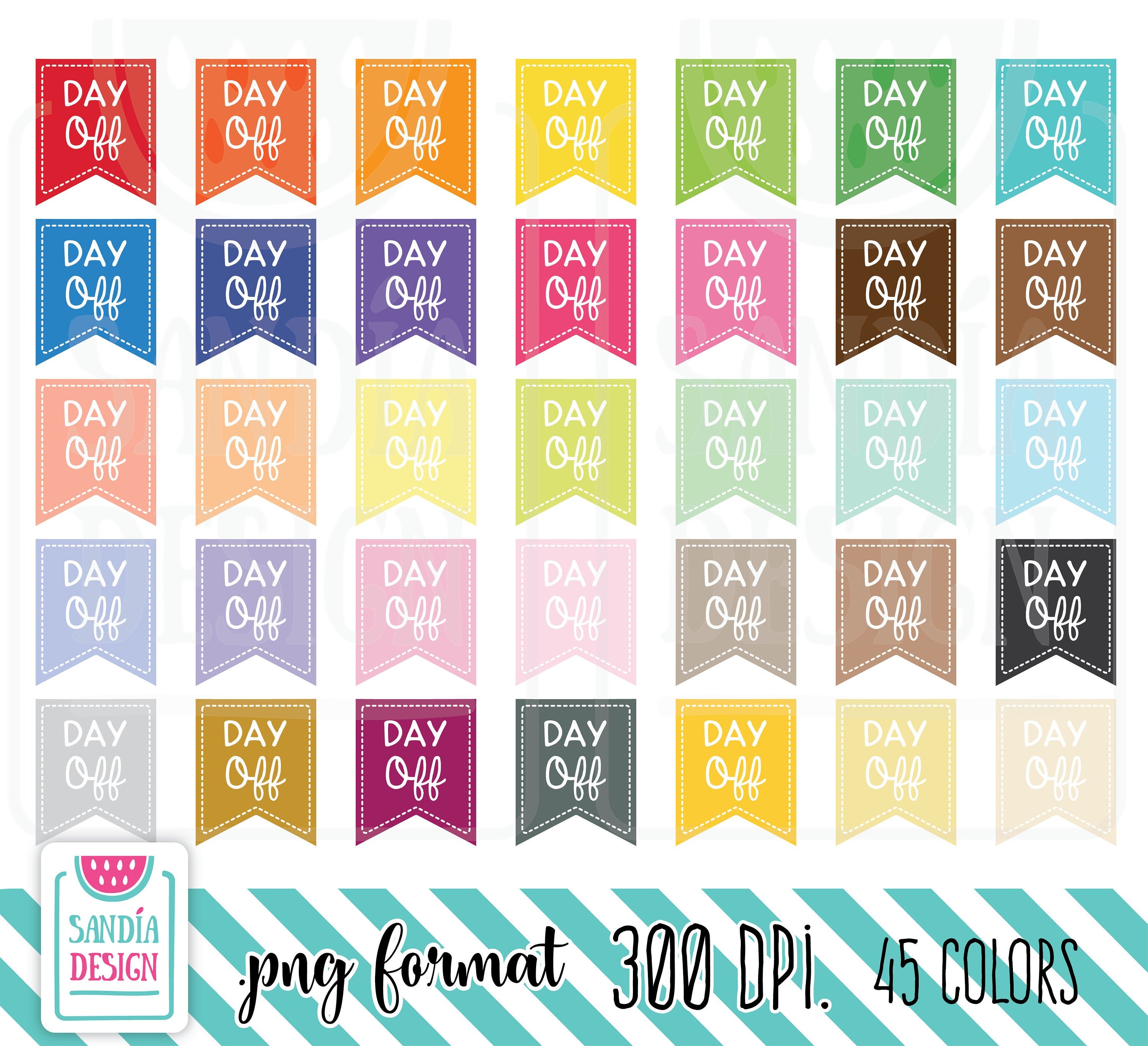 45 Day off Flags Clipart. Day off Clipart. Personal and - Etsy