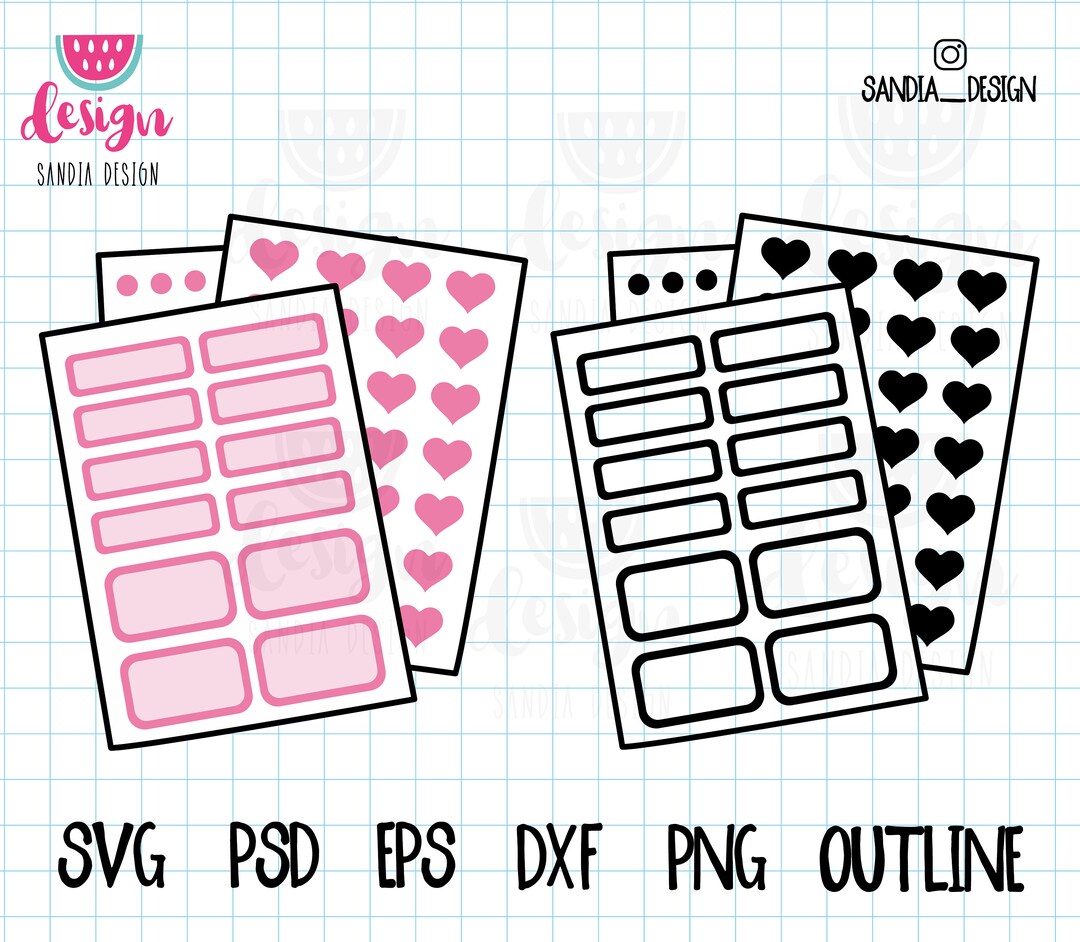 Doodle Sticker Sheet, SVG, PNG, Psd, Outline, Personal and Commercial ...
