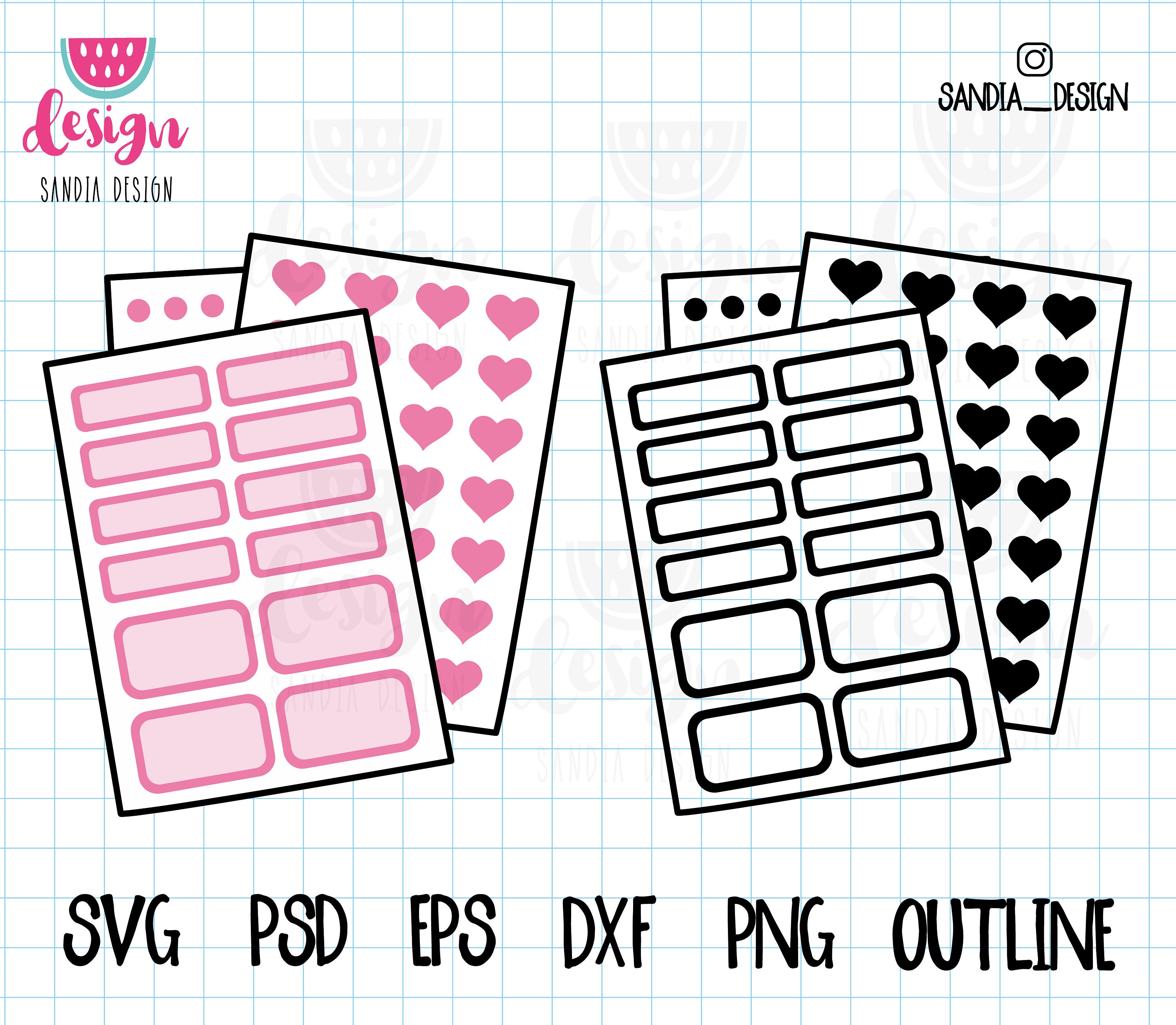 Doodle Sticker Sheet, SVG, PNG, Psd, Outline, Personal and Commercial ...