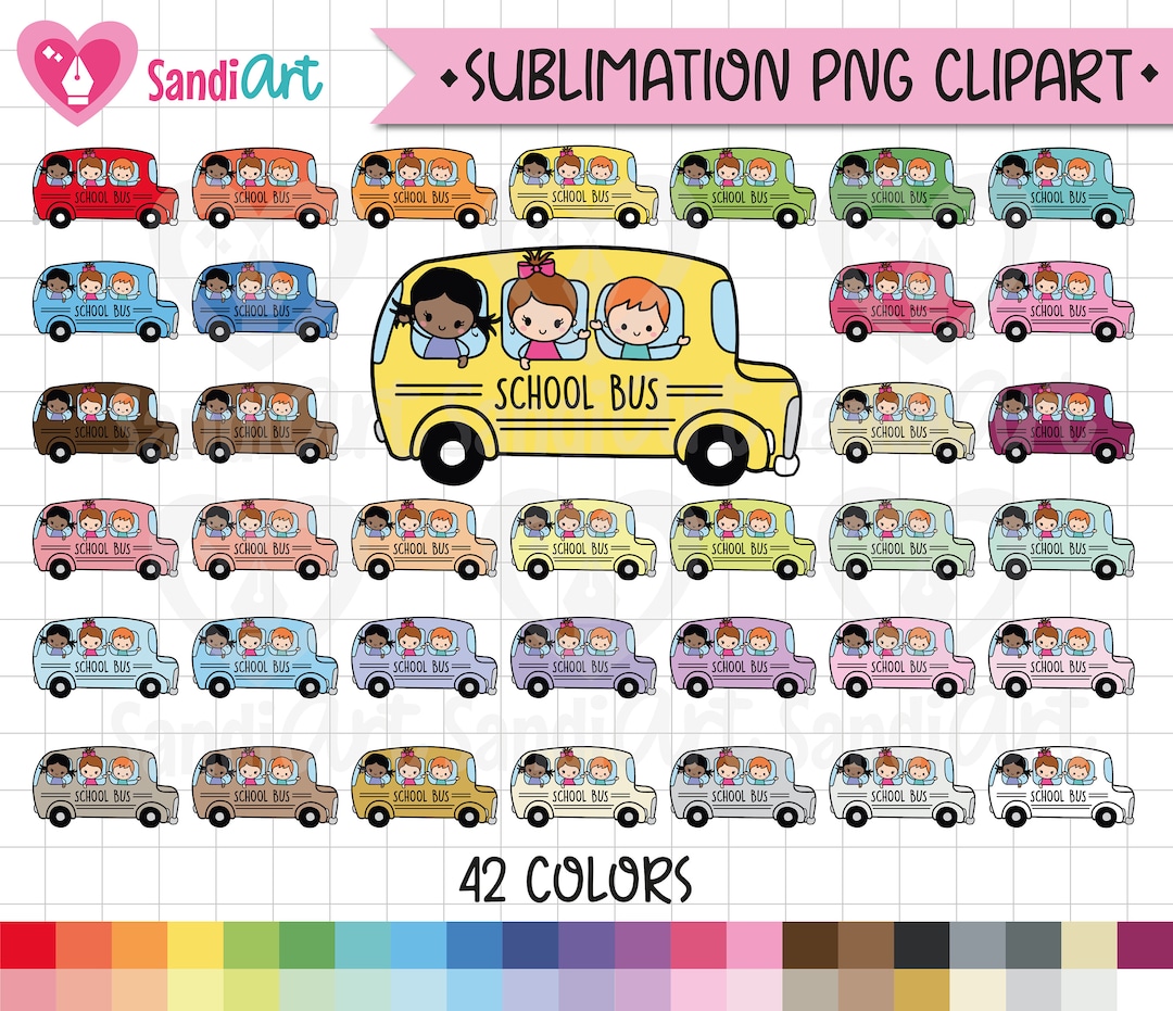 42 Doodle School Bus Clipart, Back to School Clipart, Commercial Use ...