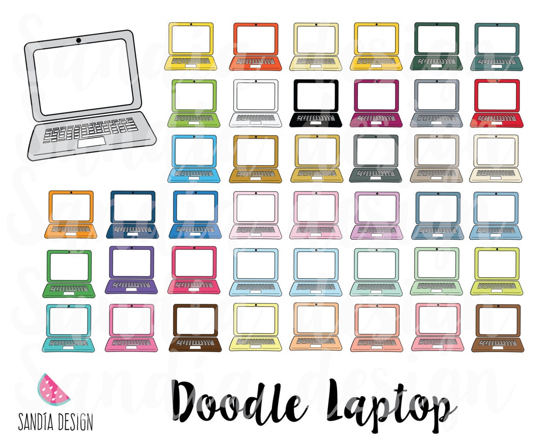 43 Doodle Laptop Clipart. Personal and Commercial Use. - Etsy