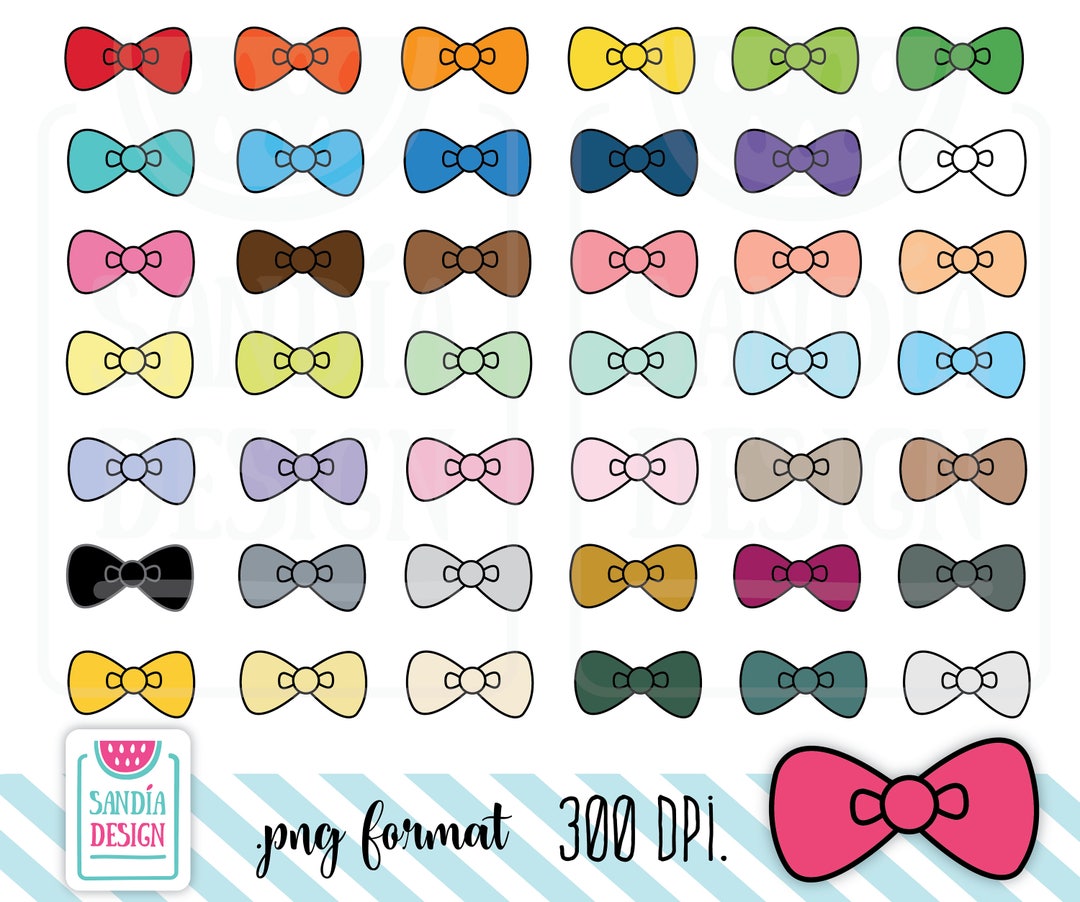 Kawaii Bow Clipart. Planner Stickers Clipart. Personal and Commercial ...