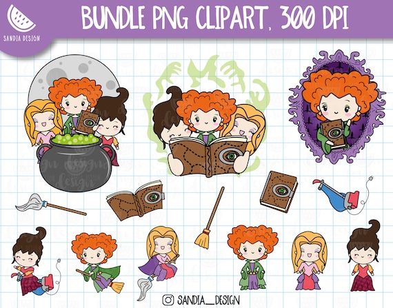 Cute Witches Chibi Girl Characters Bundle Clipart. Chibi - Etsy