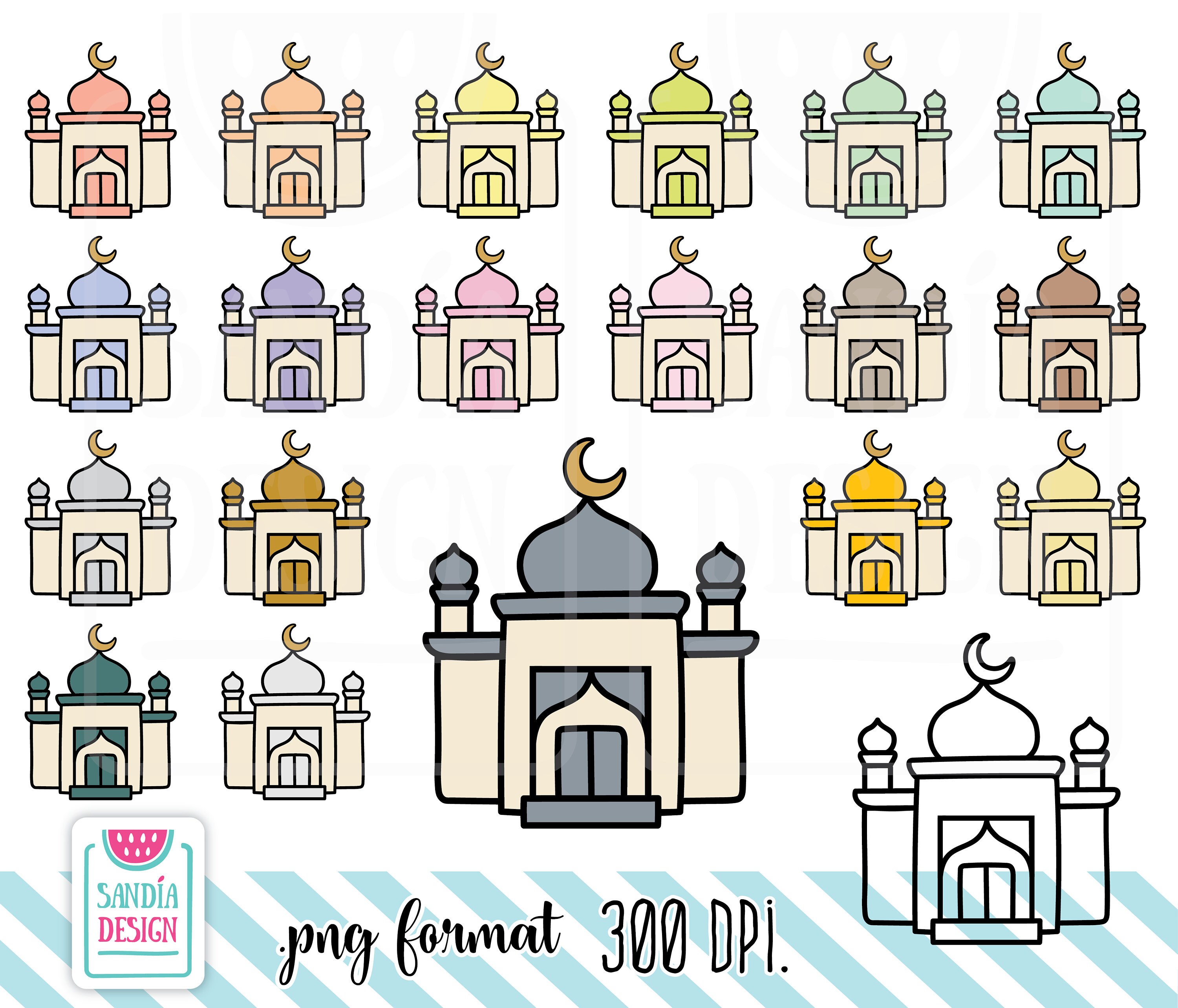 45 Doodle Mosque Clipart. Personal and Comercial Use. | Etsy