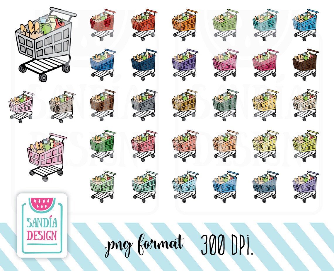 35 Doodle Grocery Cart Clipart. Shopping Cart. Personal and - Etsy