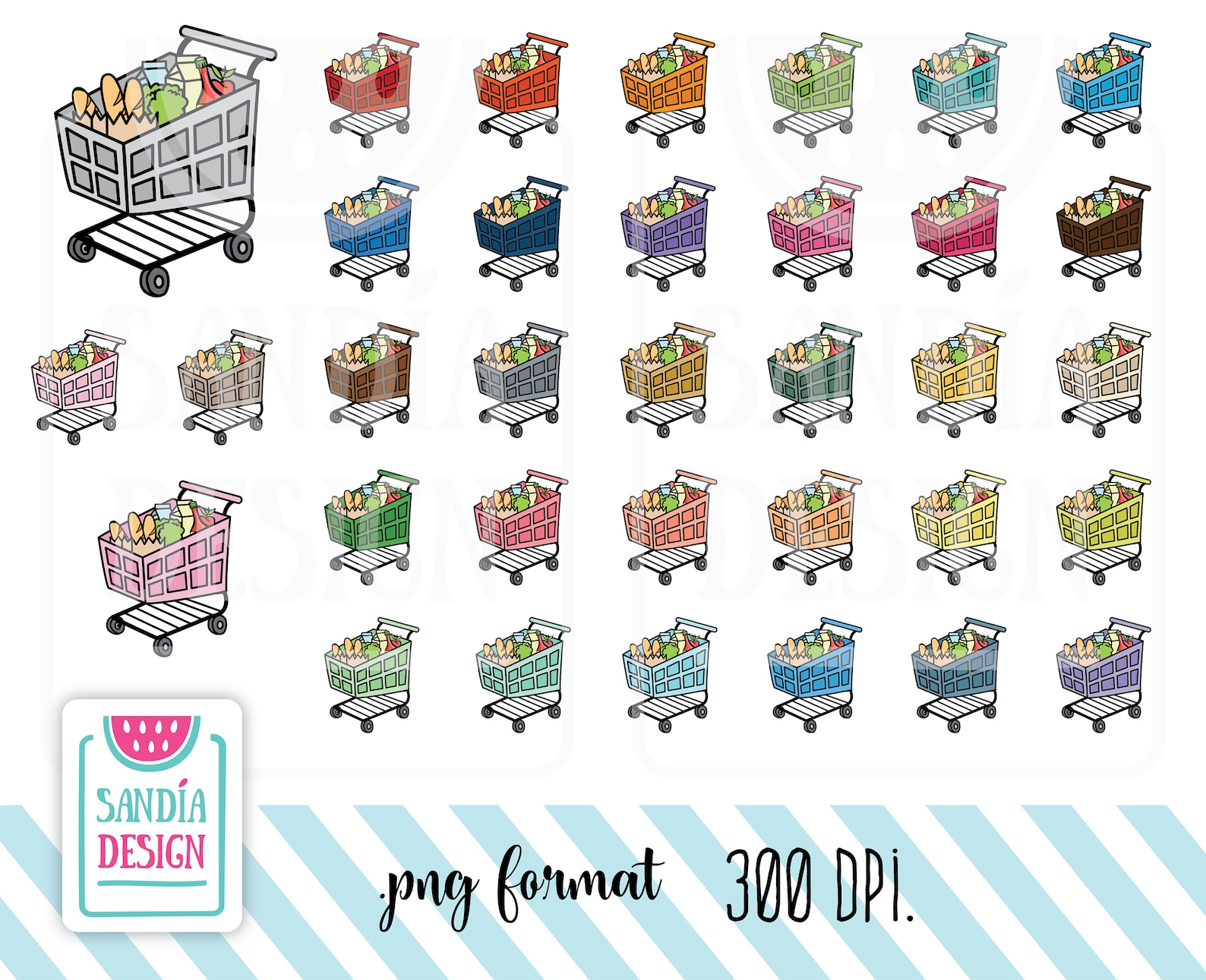 35 Doodle Grocery Cart Clipart. Shopping Cart. Personal and - Etsy