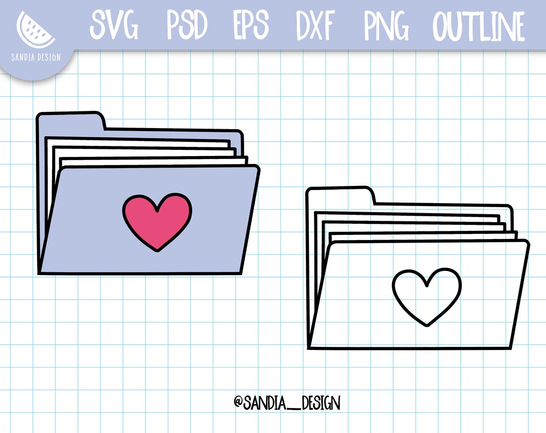 Doodle File Folder With Heart, SVG, PNG, Psd, Outline, Personal and ...