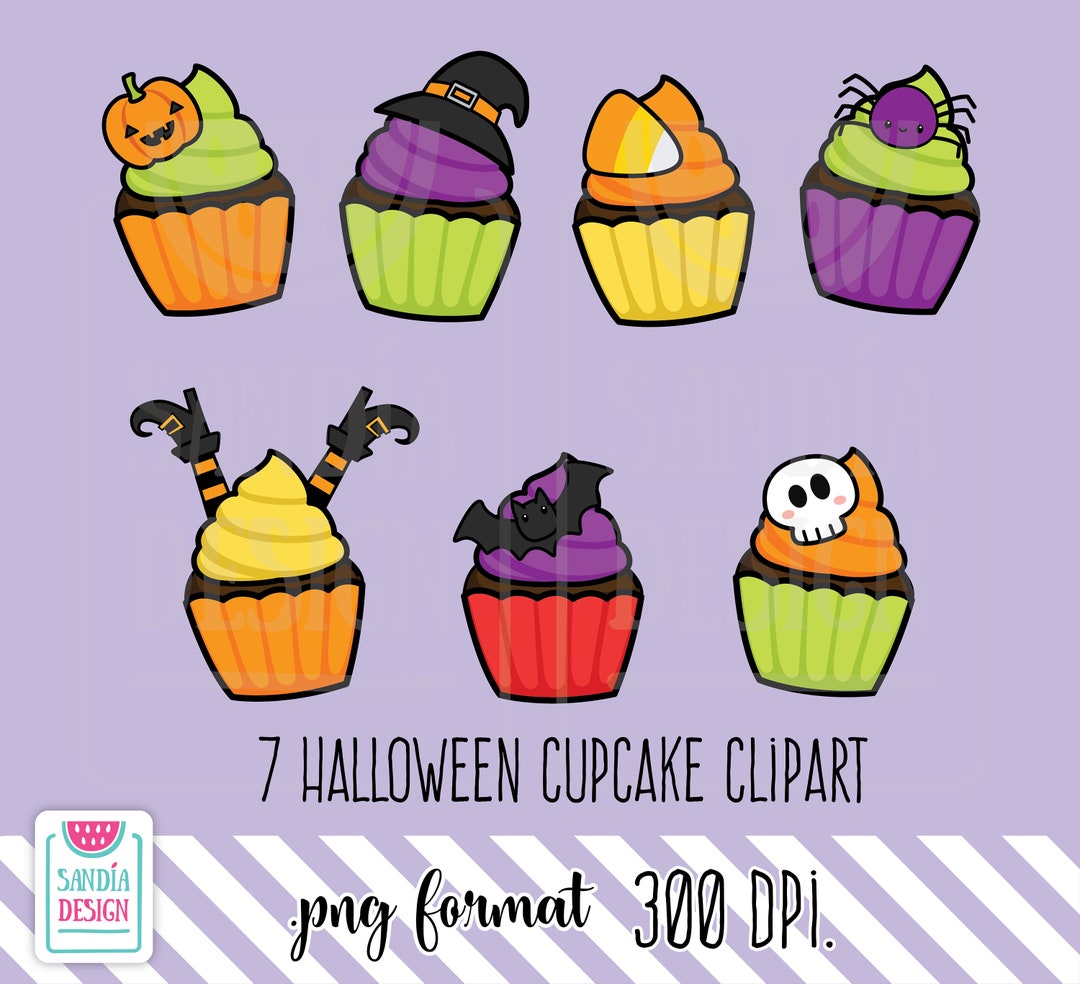 Doodle Halloween Cupcake Clipart. Personal and Comercial Use. - Etsy