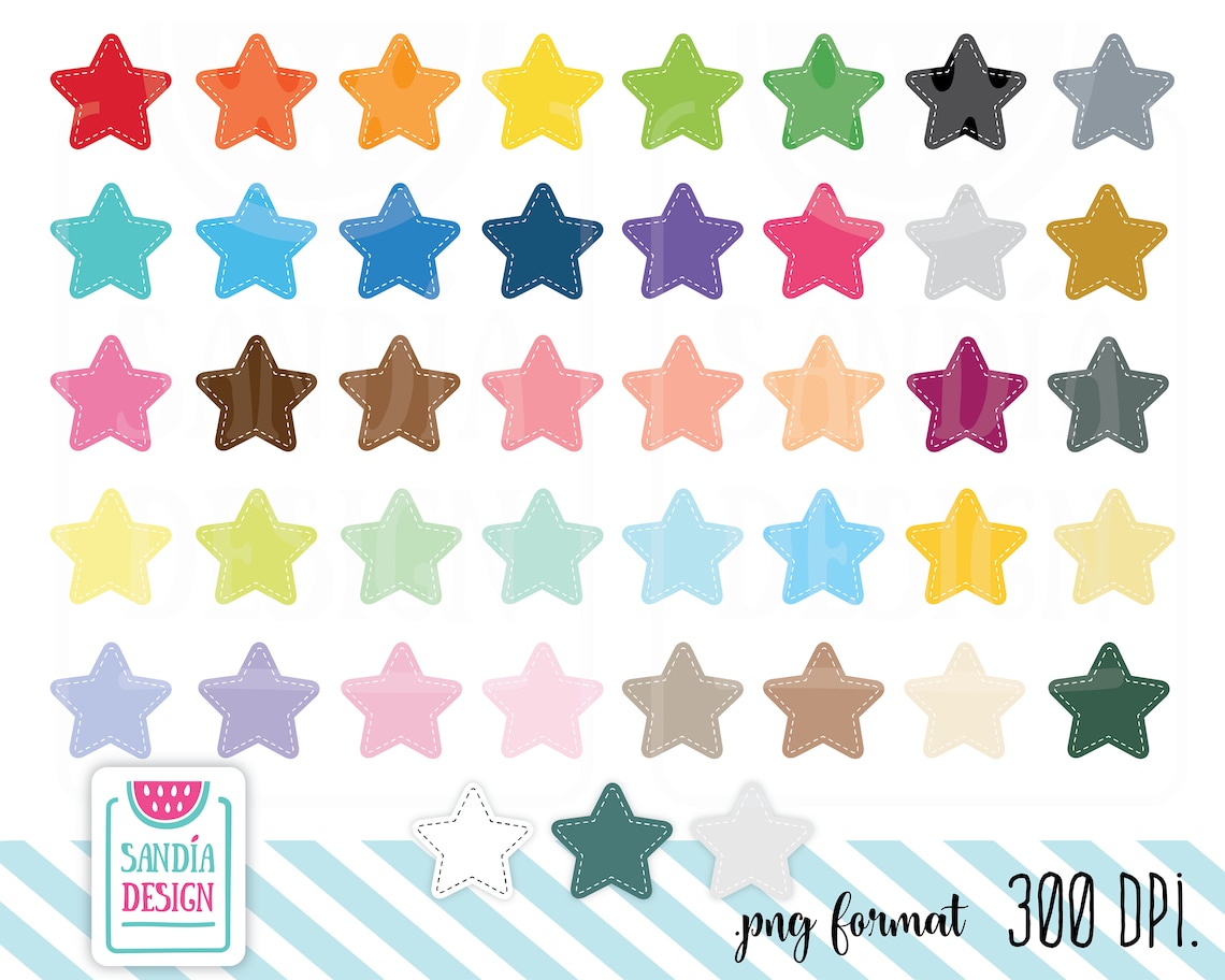 Stitched Star Clipart. Personal and Comercial Use. - Etsy