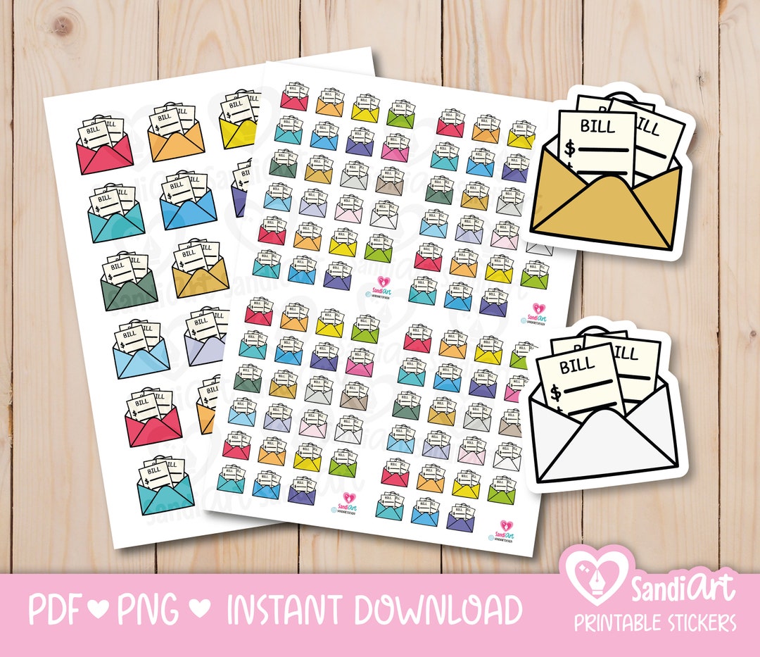 Pay Bills Sticker, Printable Stickers Sheet, Printable Planner Stickers ...
