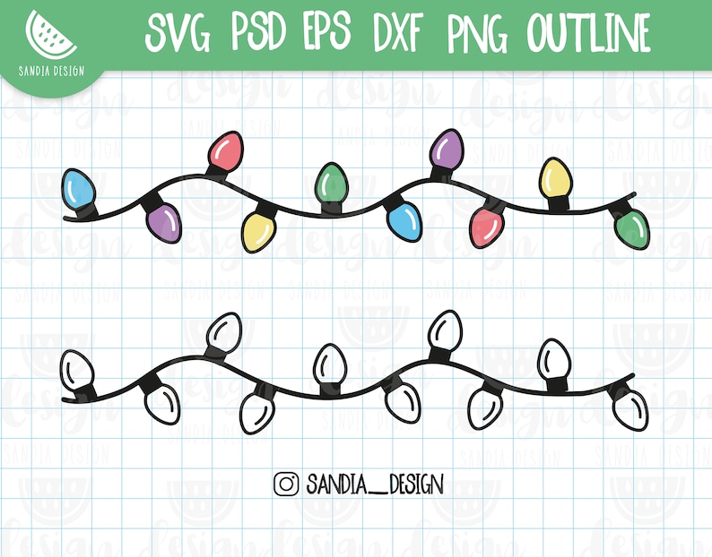 Christmas Lights, SVG, PNG, PSD, Outline, Personal and Commercial - Etsy