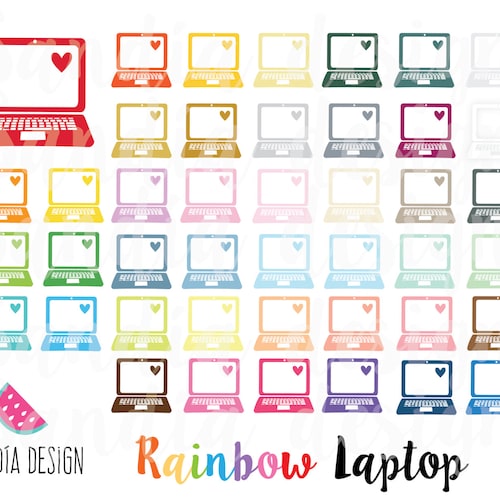 43 Rainbow Laptop Clipart. Personal and Comercial Use. - Etsy