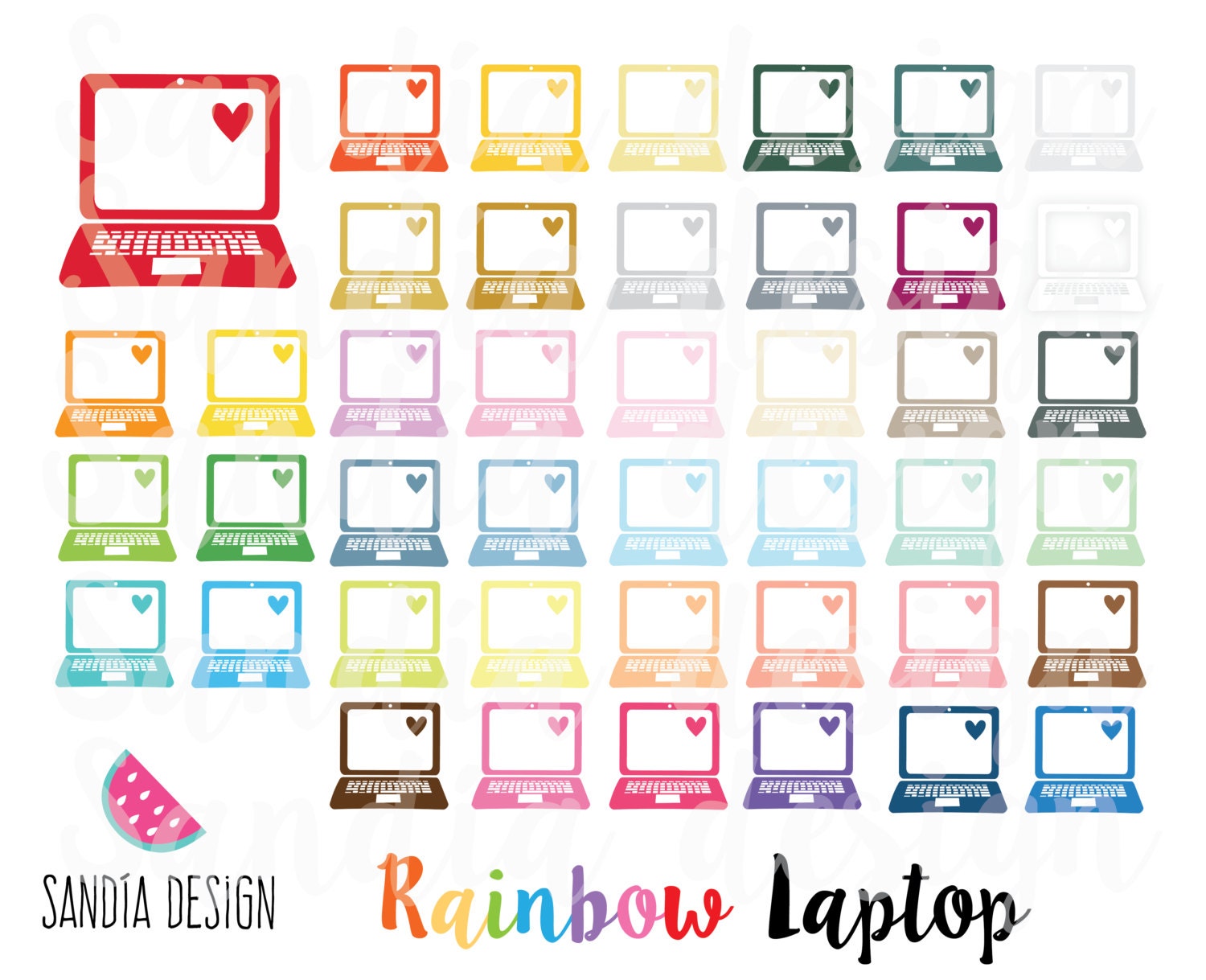 43 Rainbow Laptop Clipart. Personal and Commercial Use. - Etsy