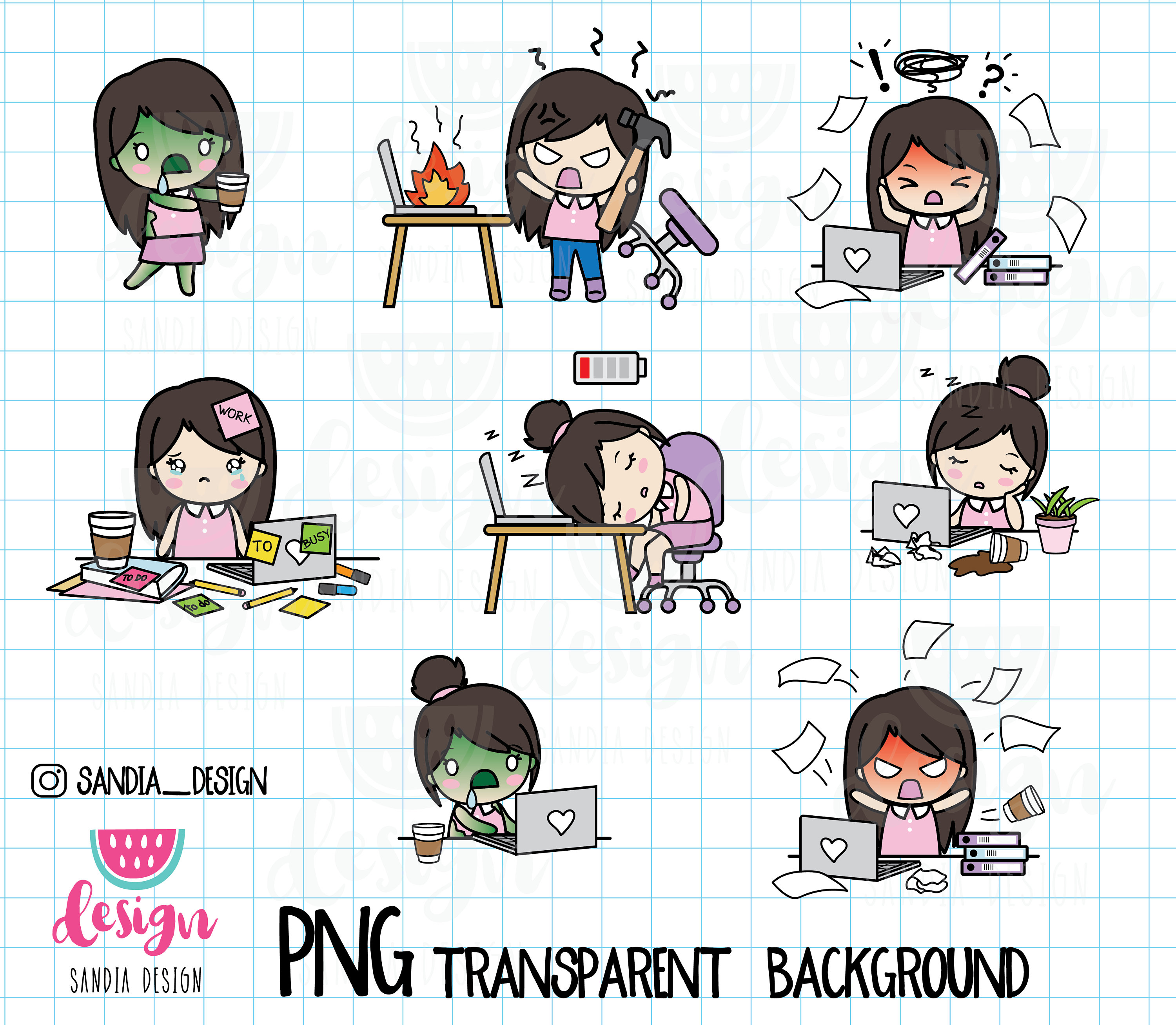 Overworked Woman Clipart Free