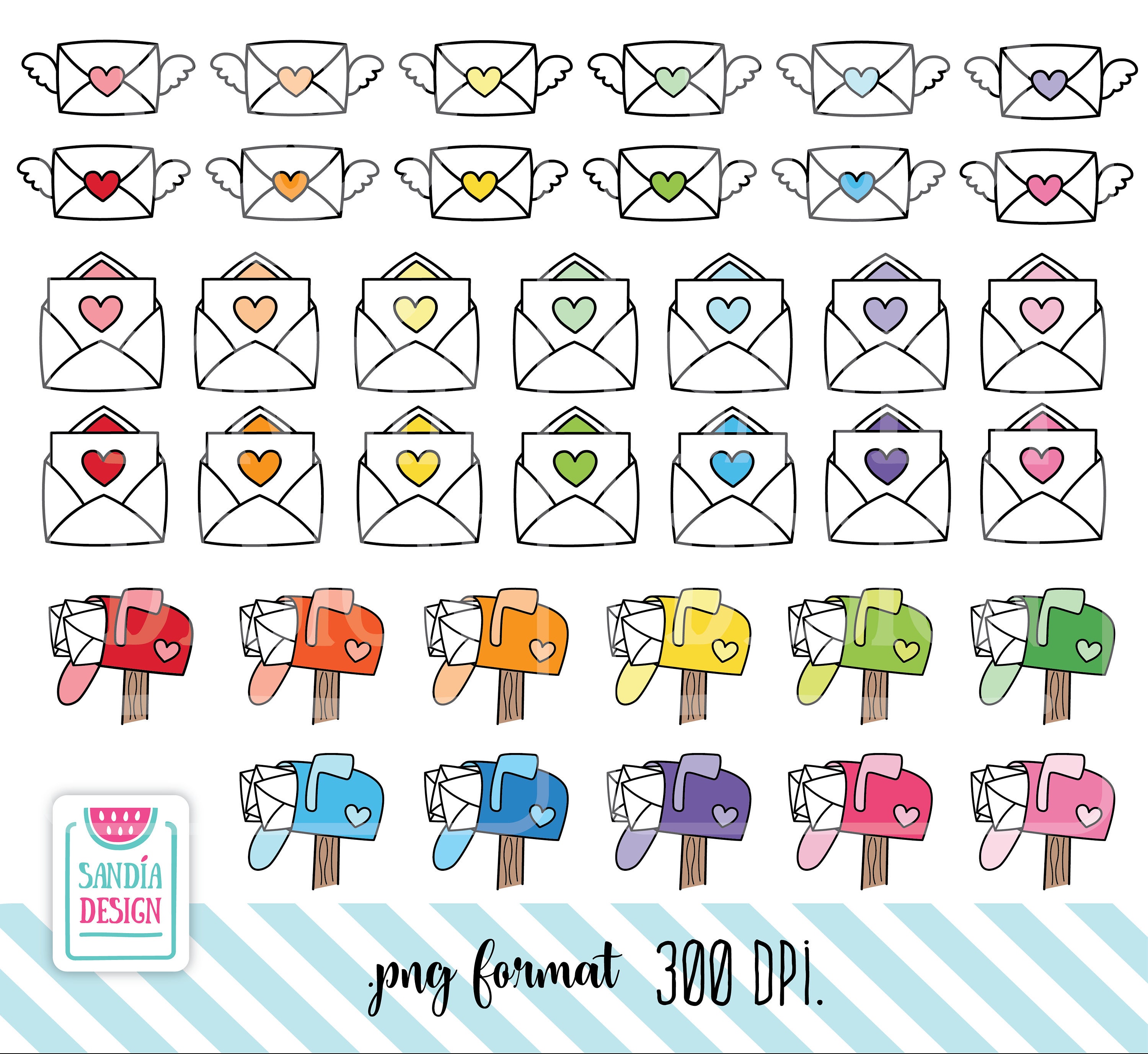 72 Doodle Mail Clipart. Envelope Clipart. Mailbox Clipart. | Etsy
