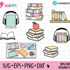 Doodle Books, EPS, SVG, PNG, Dxf, Outline, Commercial Use - Etsy UK