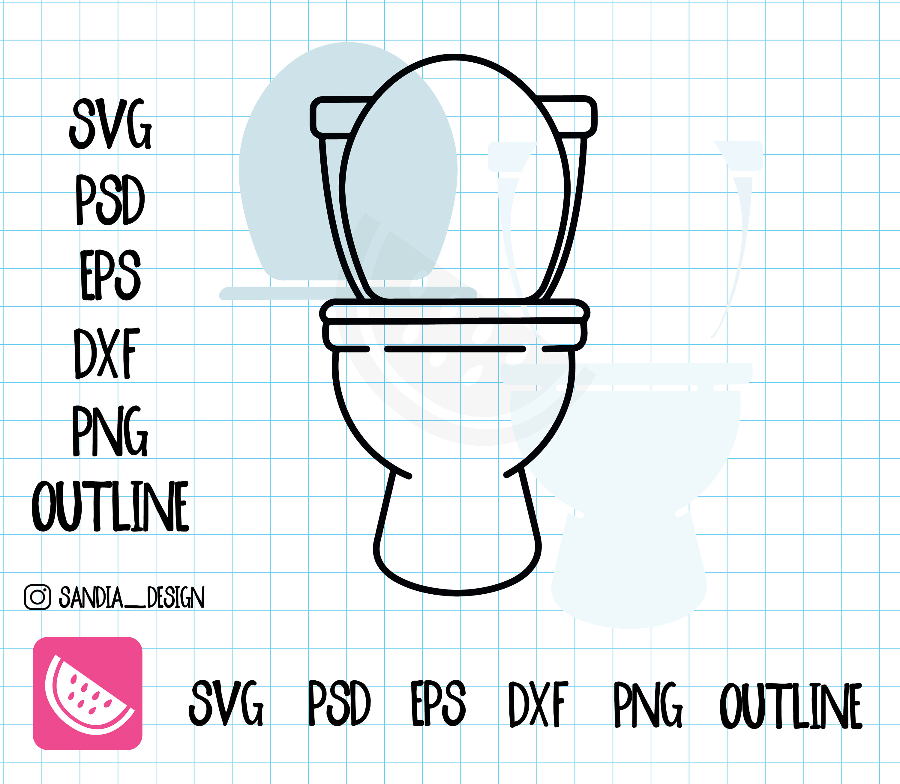 Doodle Toilet, SVG, PNG, Psd, Outline, Personal and Commercial Use ...