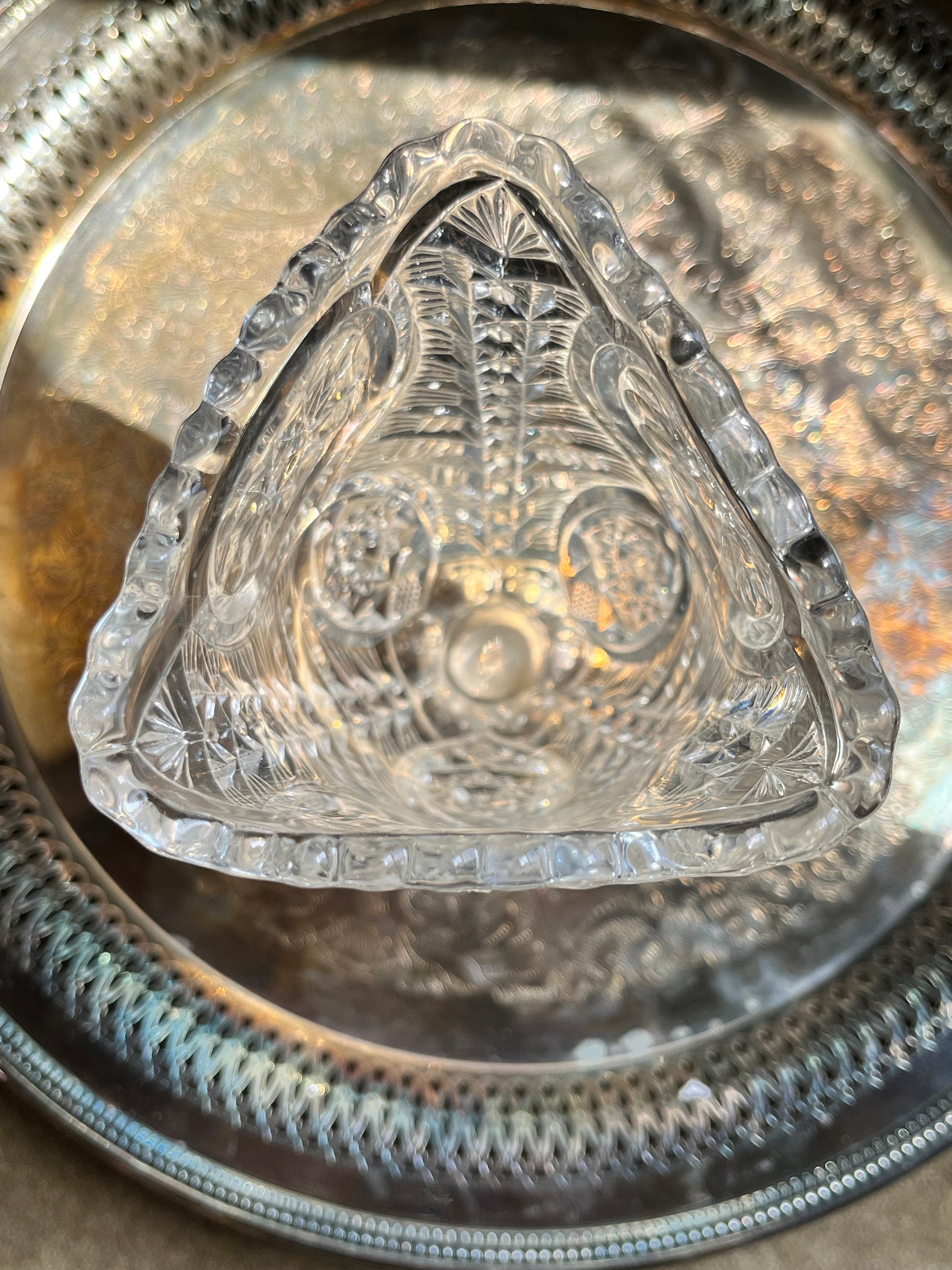 Stunning EAPG Molded and Cut Glass Triangle Vase Early 1900s - Etsy