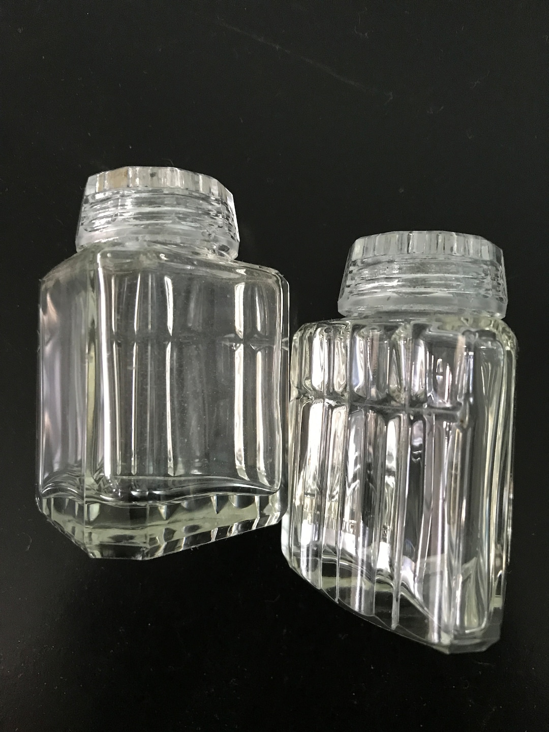 Art Deco Salt & Pepper Shakers - Very Rare - Thick Cut Glass - Stunning ...