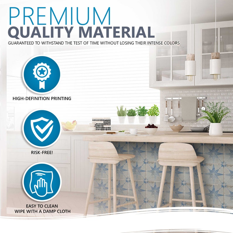 Fade Blue Vintage STAR TILE Add Some Sparkle to Your Kitchen - Etsy