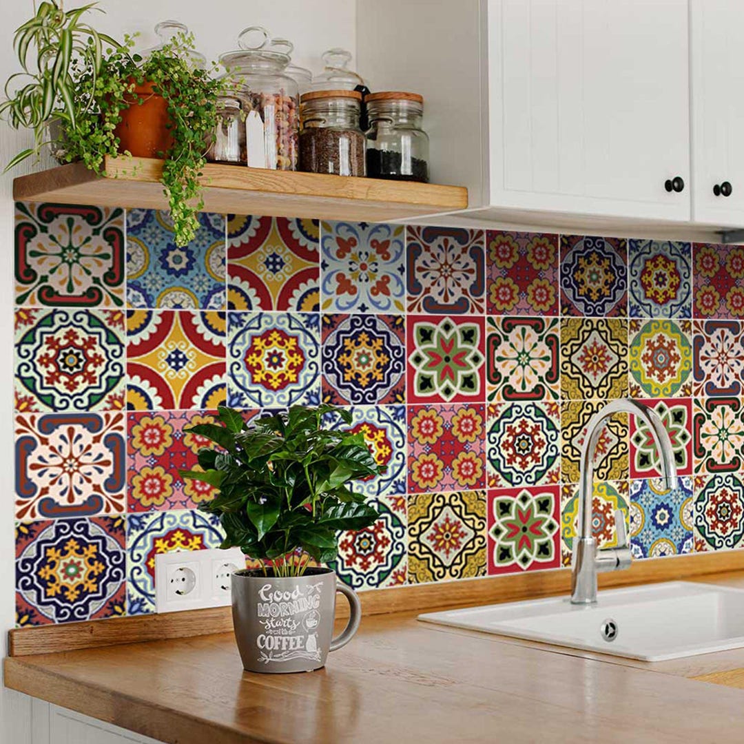 Splashback 24 Units Tile Stickers Kitchen Decals Wall Mural Stairs ...