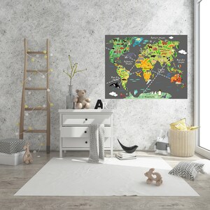 HUGE Boys Room Map of the World Playroom Decal World Map Wall Stickers ...