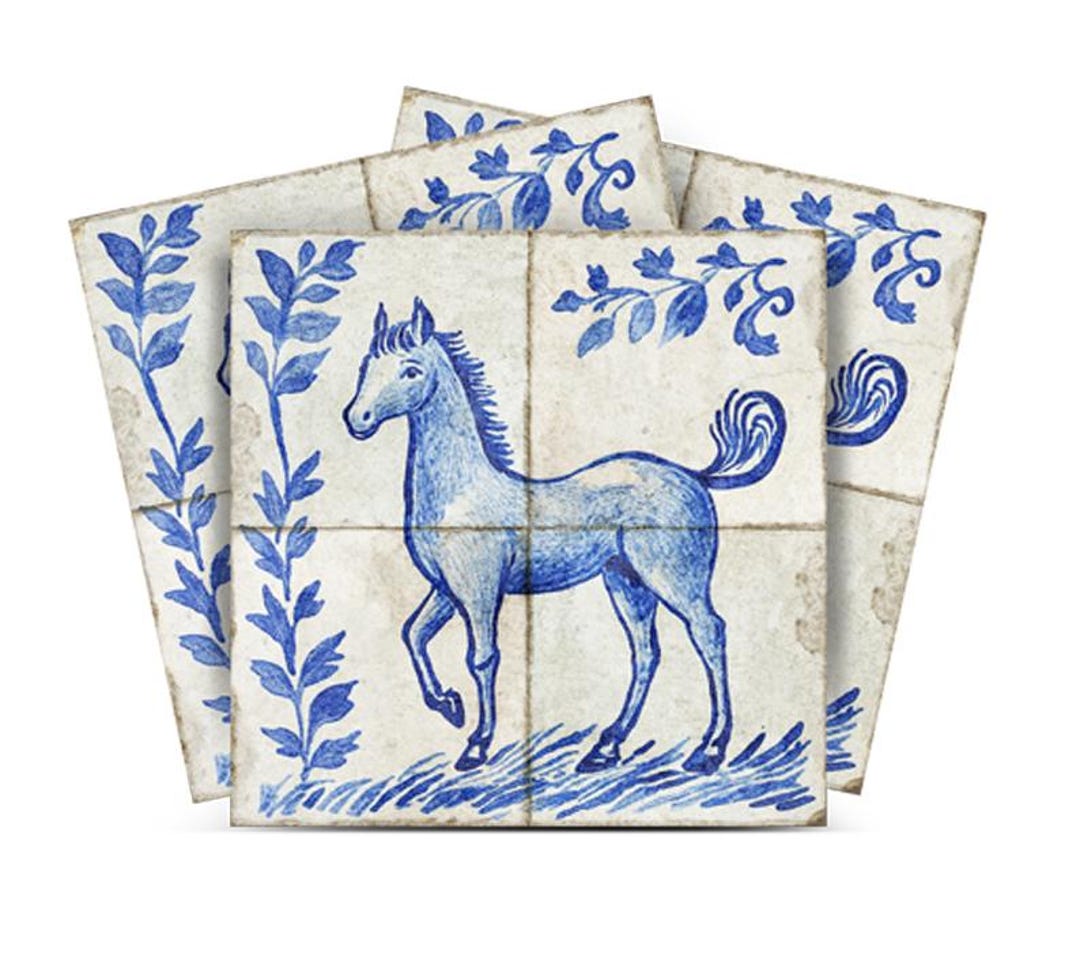 Delft Horse Peel and Stick Tile Vintage Decor D40 - Etsy
