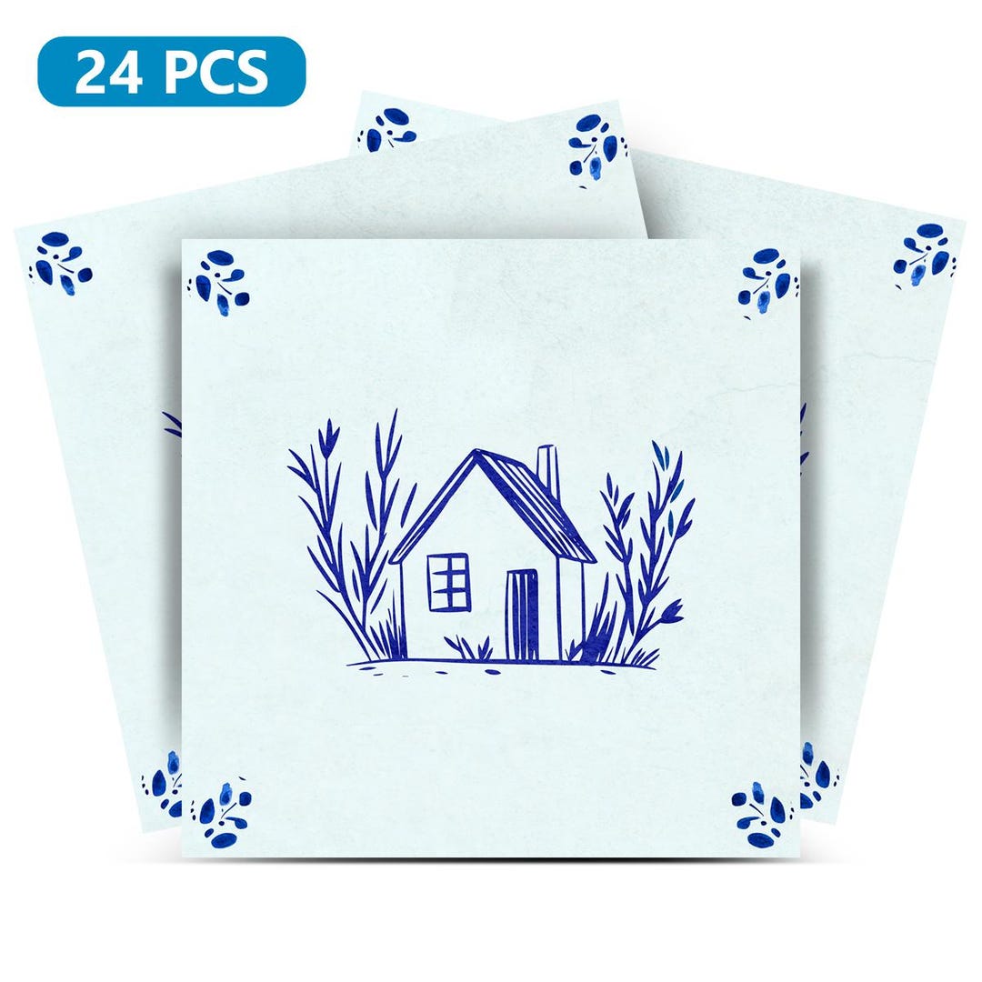 Blue Delft Peel and Stick Tile Vintage House, D67 - Etsy