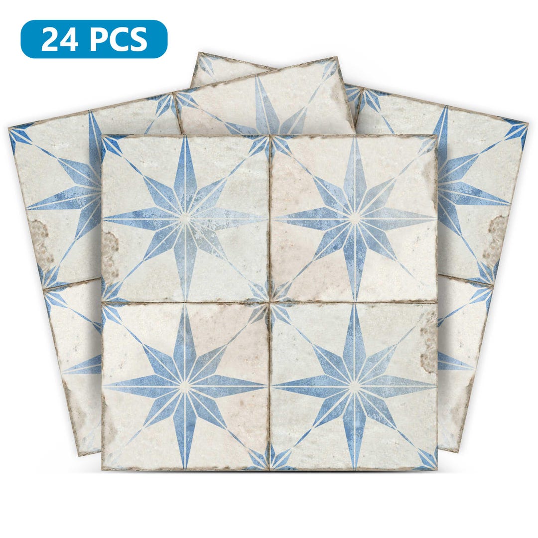 Fade Blue Vintage Touch Set of 24 Tiles Decals Adhesivo De Azulejo ...