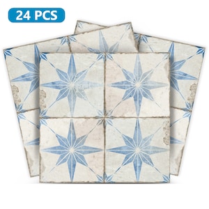 Fade Blue Vintage Touch Set of 24 Tiles Decals Adhesivo De Azulejo ...