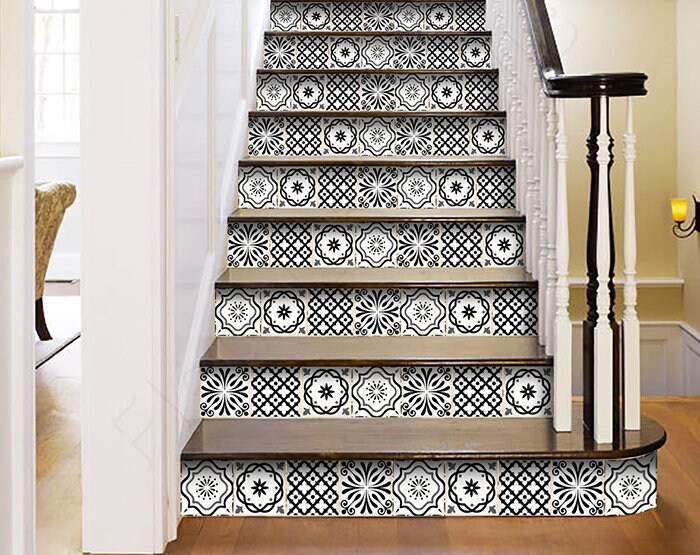 Stairs Risers Ideas 24 Tiles Decals Tiles Stickers Mixed Tiles | Etsy