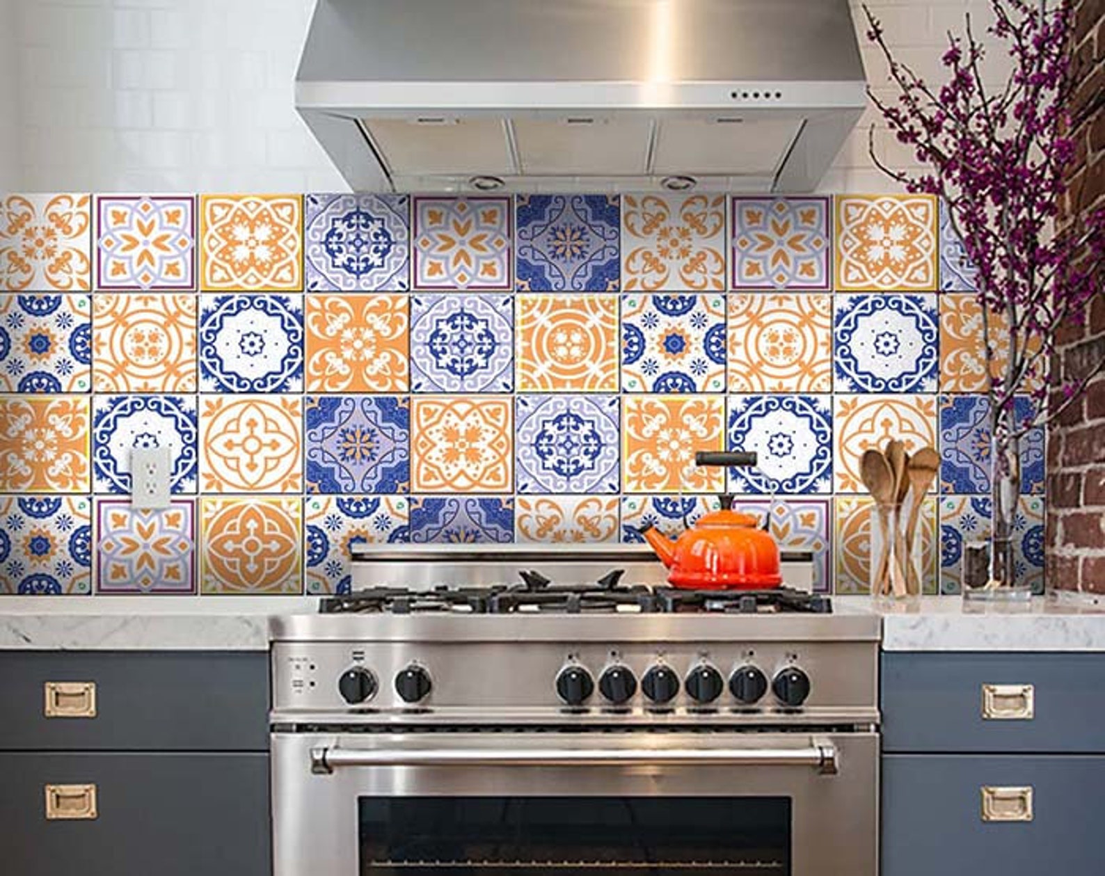 Kitchen Decals Peel and Stick Backsplas Stickers 24 Tiles | Etsy