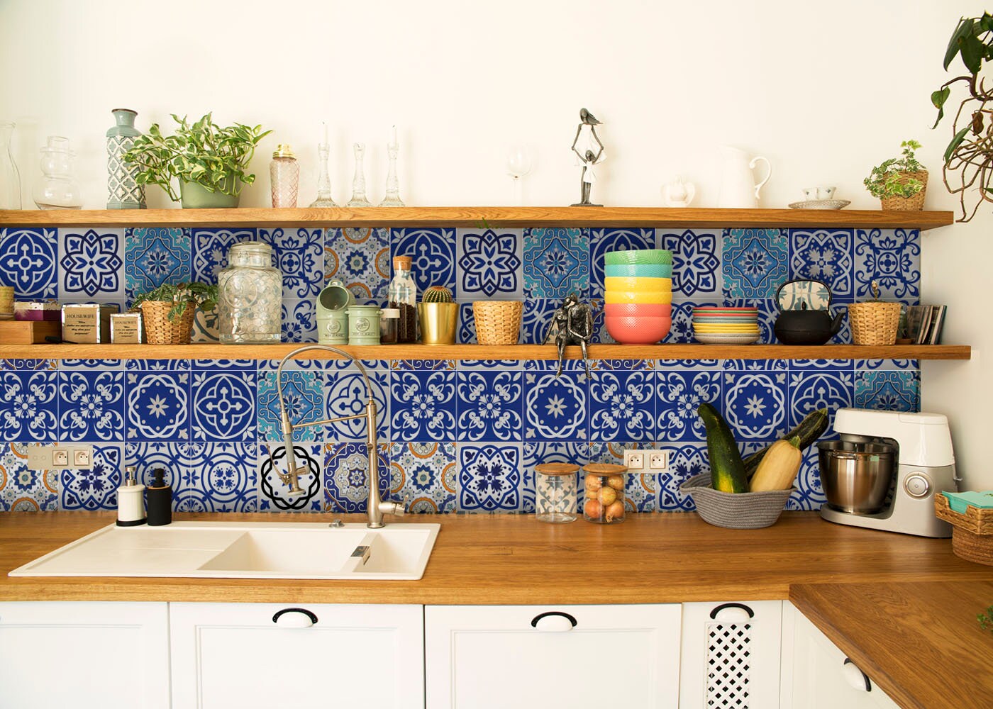 Turquoise Blue Tile Stickers Set of 24 Tile Decals Mixed Tiles - Etsy ...