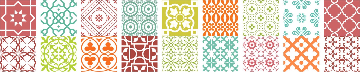 Set of 18 Bright colors Tiles Decals Tiles Stickers mixed | Etsy