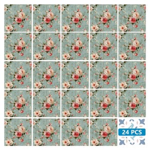 Floral Rustic Grey Flower Pattern Peel and Stick Tile Stickers ...