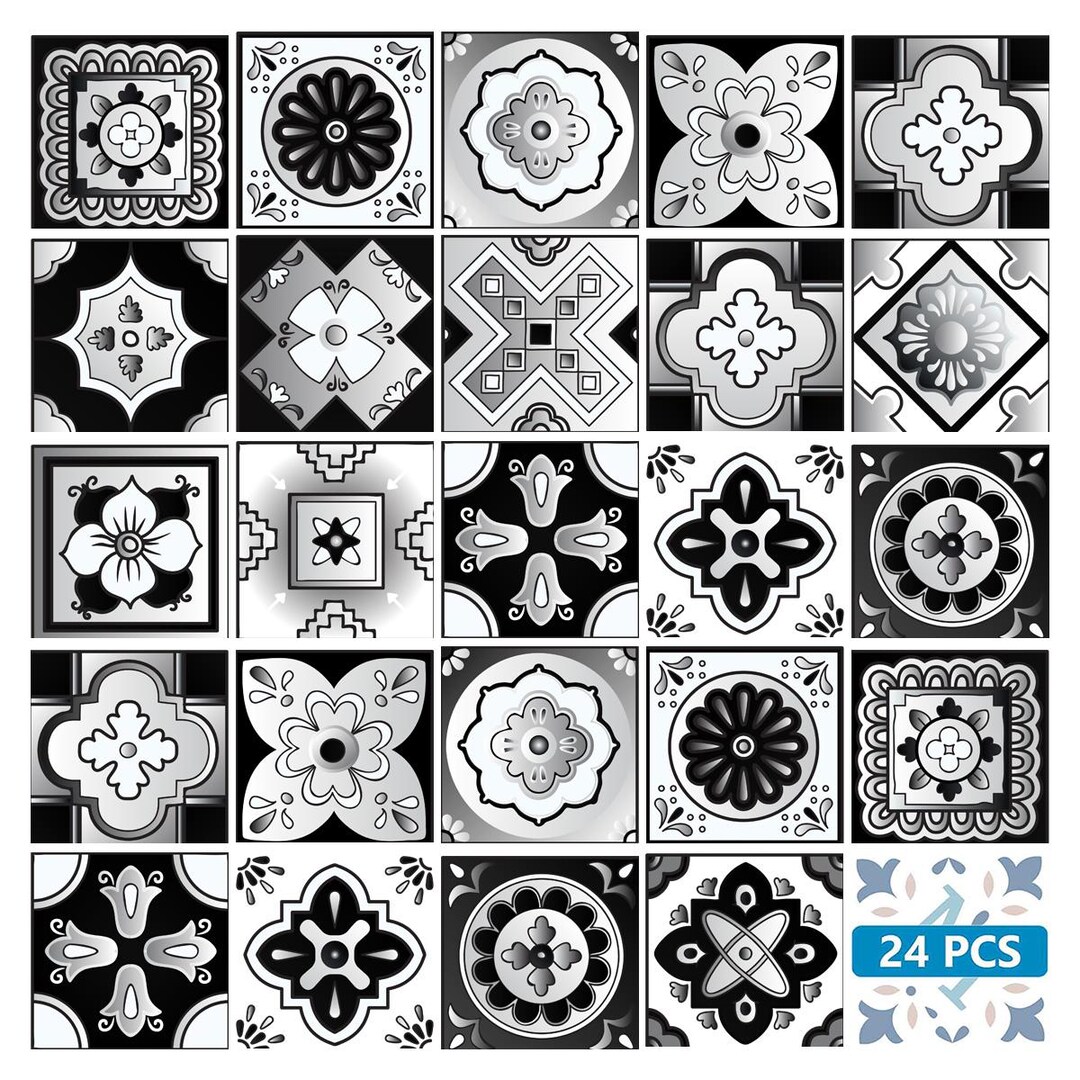 Set of 24 Tile Stickers Kitchen Decals Tiles Stickers Tiles for Walls ...