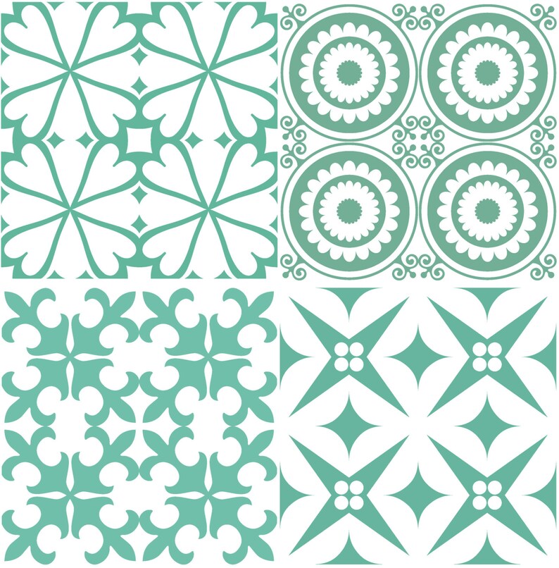 Turquoise Blue Tile Stickers Set of 24 Tile Decals Mixed Tiles - Etsy