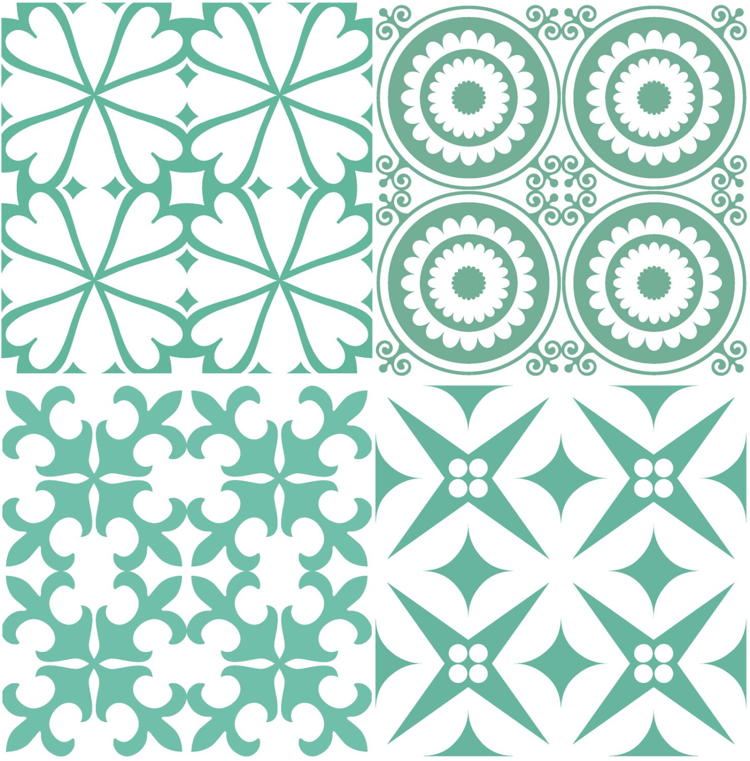 Turquoise Blue Tile Stickers Set of 24 Tile Decals Mixed Tiles | Etsy