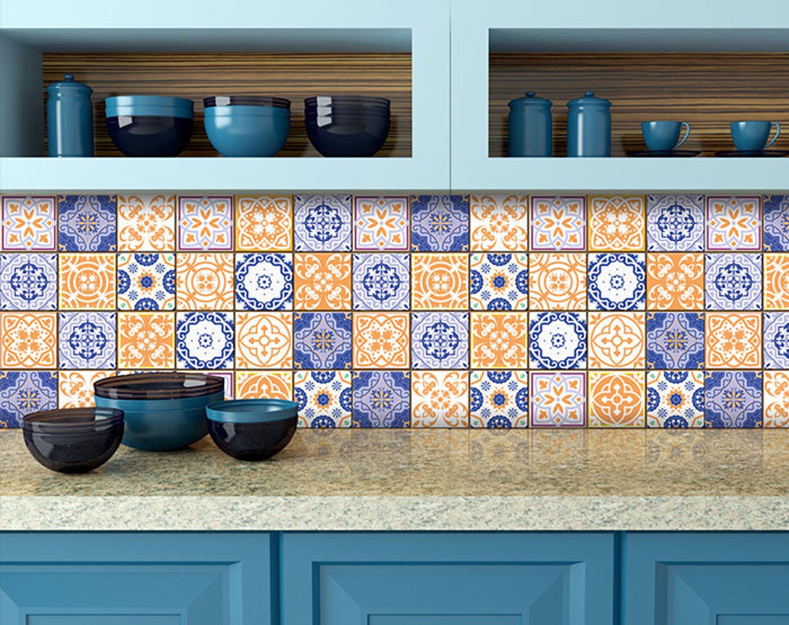 Kitchen Decals Peel and Stick Backsplas Stickers 24 Tiles | Etsy
