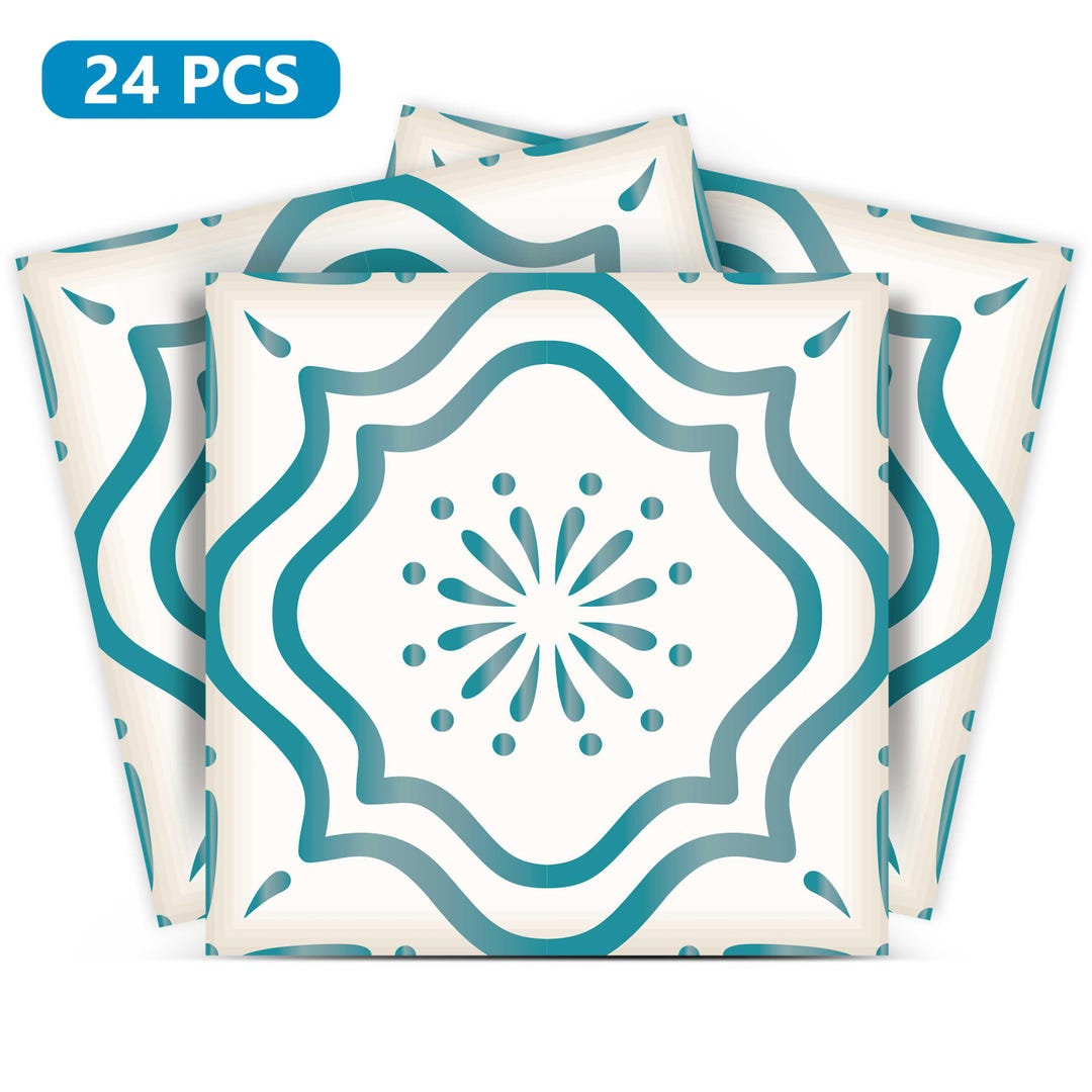 Fade Blue Easy to Install and Removable for Renters Tile Stickers Model ...